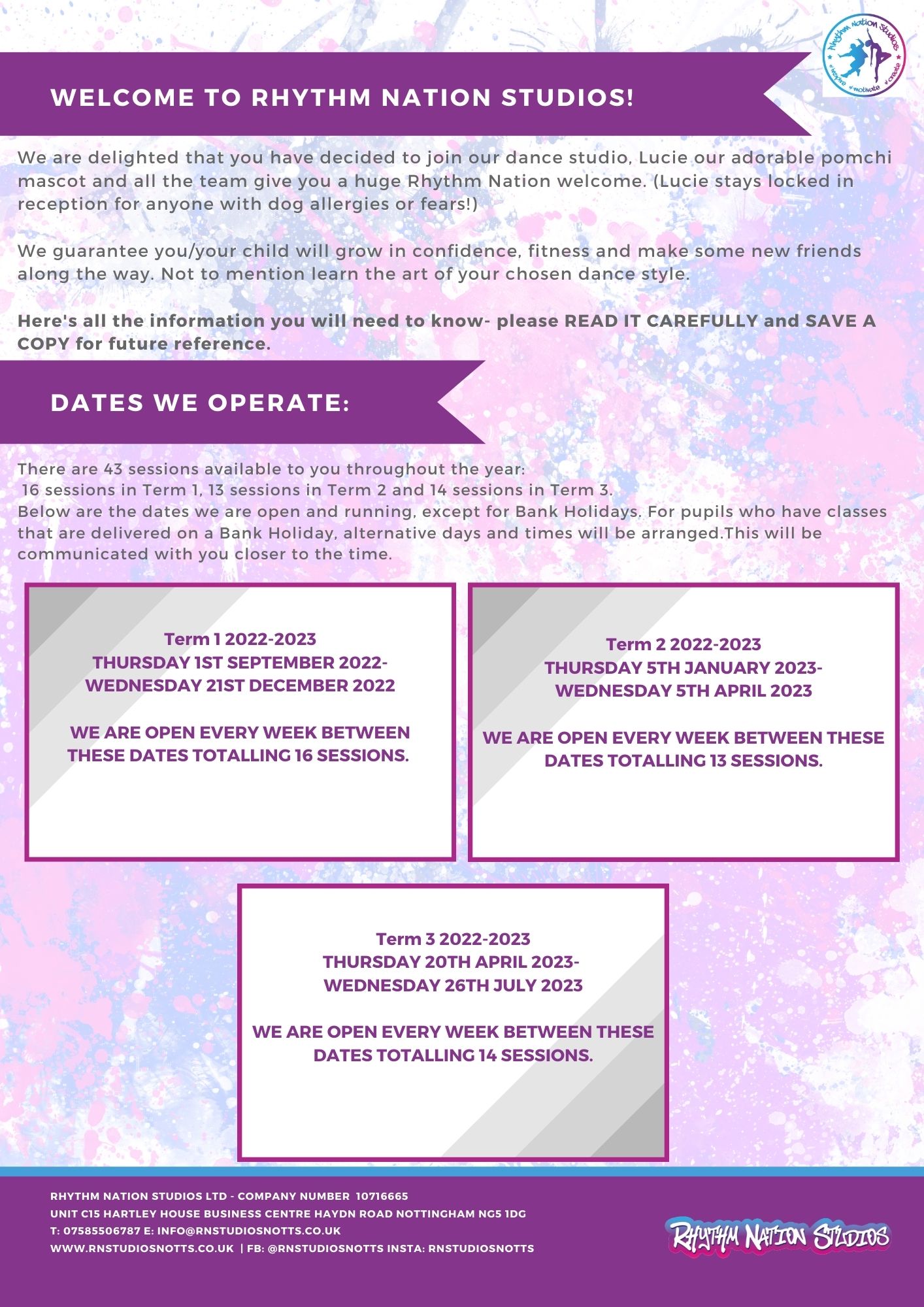 Welcome Pack - Rhythm Nation Studio